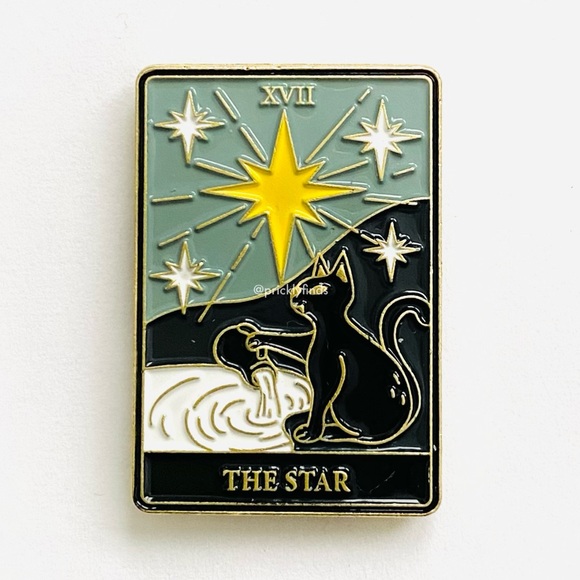 pricklyfinds | Jewelry | 84 The Star Cat Pouring Tarot Card Enamel Pin ...